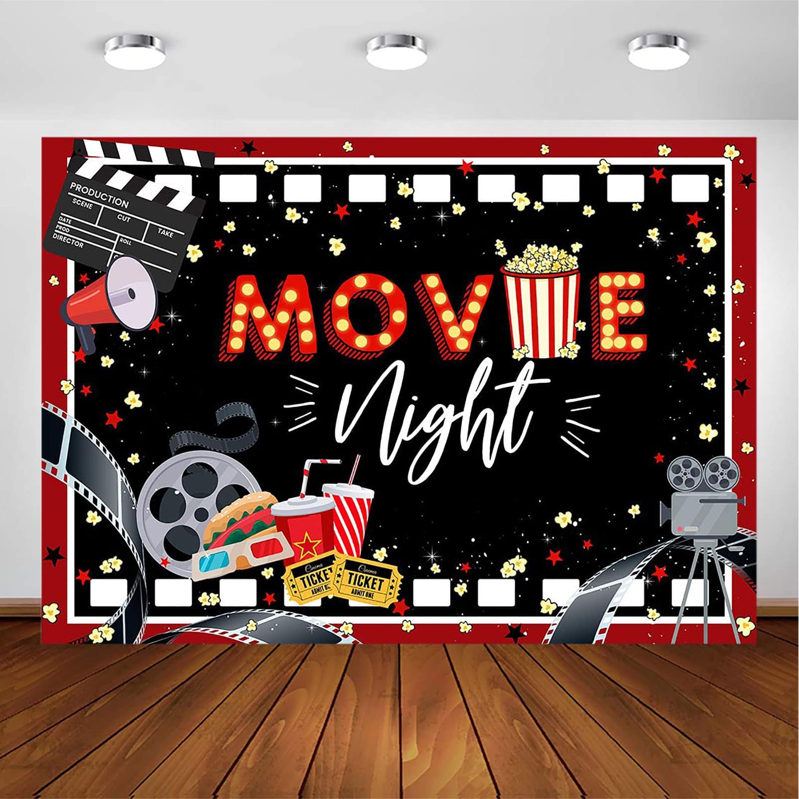 Amazon.com : Cinema Movie Night Backdrop Superstar Dress-up Cosplay ...