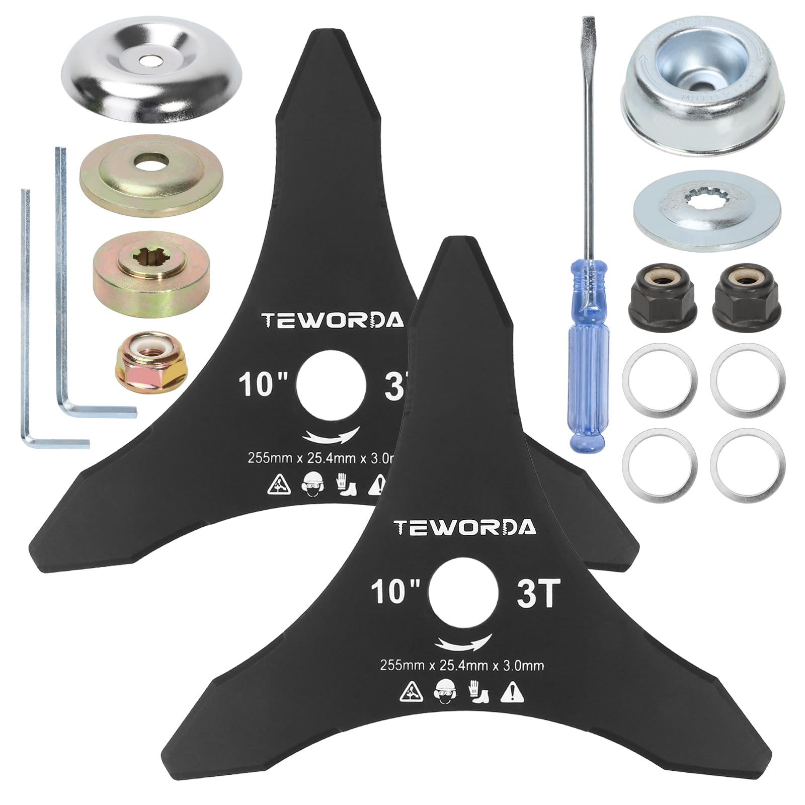 Amazon.com : 10" x 3 Teeth Brush Cutter Blades Weed Eater Replacement ...