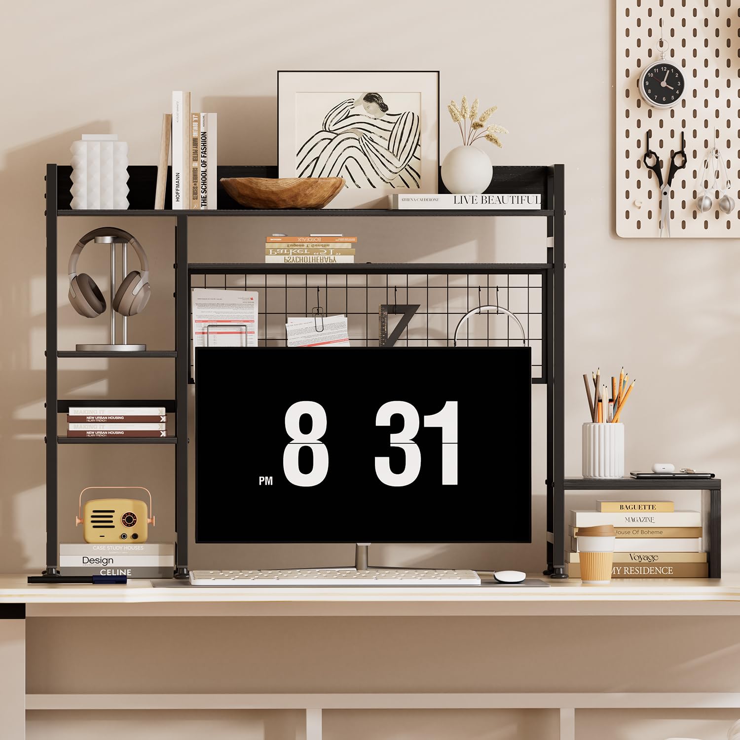 Amazon.com: GOOFCXO Desktop Bookshelf, 2-Tier Multipurpose Countertop ...