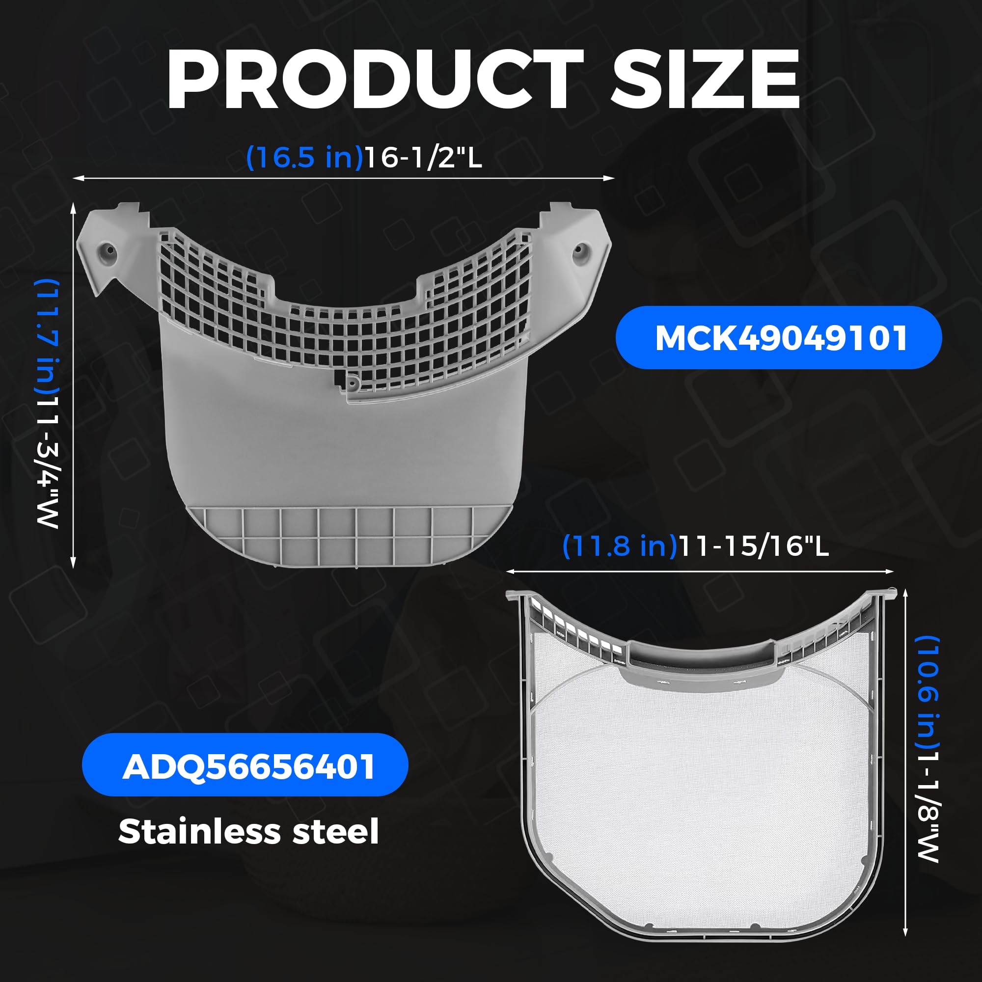 Snapklik.com : Romalon ADQ56656401 Dryer Lint Filter Stainless Steel Mesh