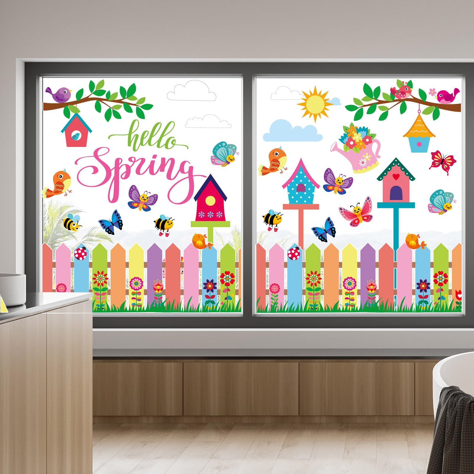 Snapklik.com : ZOiiWA Hello Spring Window Clings Spring Flowers Window ...