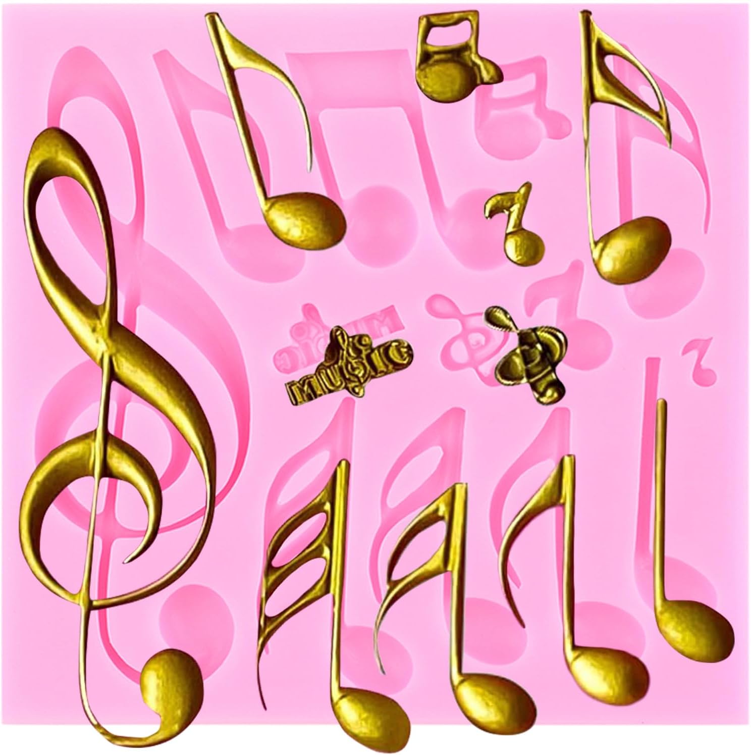 Amazon.com: YIHUOMOLDS Music Note Fondant Molds Musical Silicone Mold ...