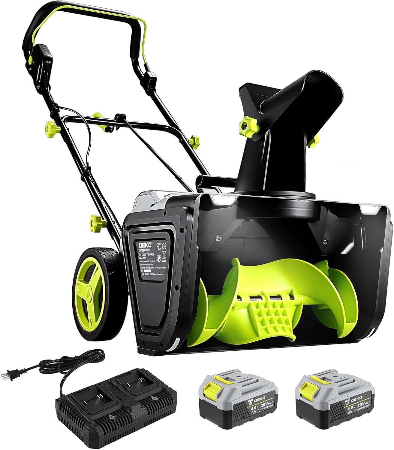 DEKOPRO 20-Inch Cordless Snow Blower, 40V Snow Blower, 25ft Throw ...