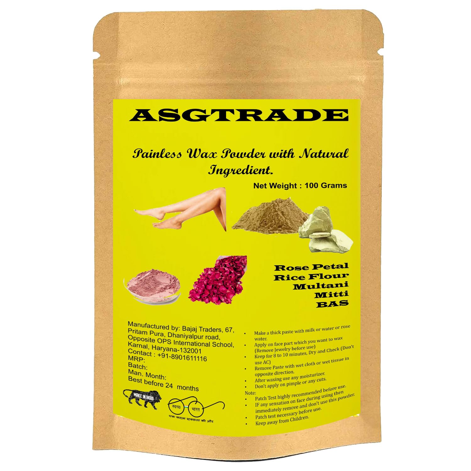 Buy ASGTRADE Natural Wax Powder - 100g (Pack of 1) | Instant Hair ...