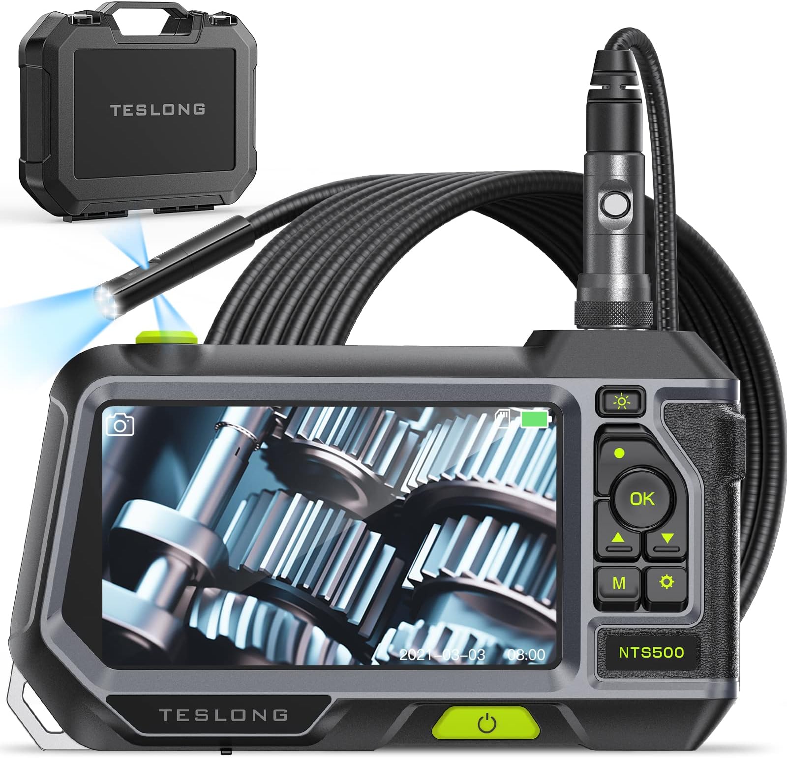 Teslong Triple Lens Inspection Camera, 5 Inch IPS Screen Endoscope with ...