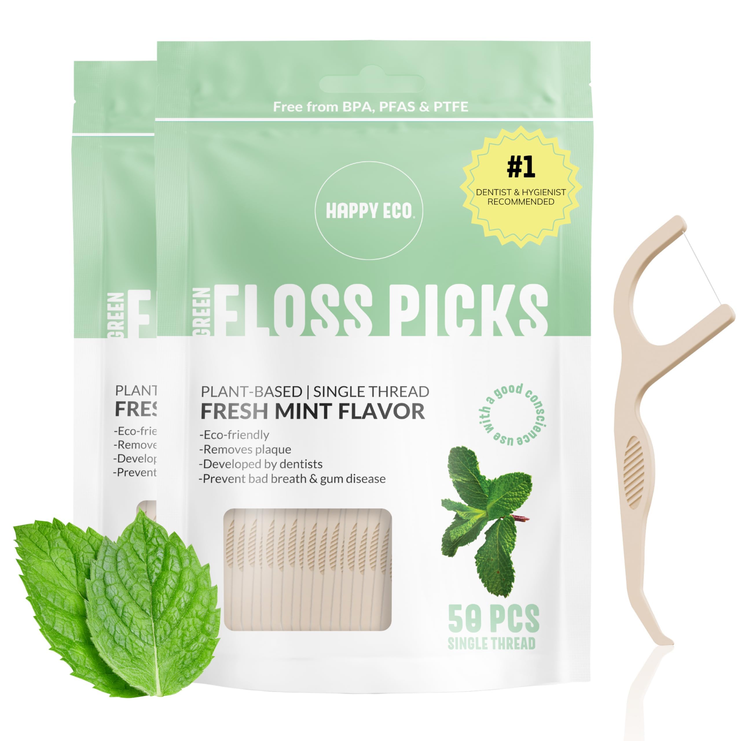 Amazon.com : Biodegradable Floss Picks (100pcs) - Natural, Vegan ...