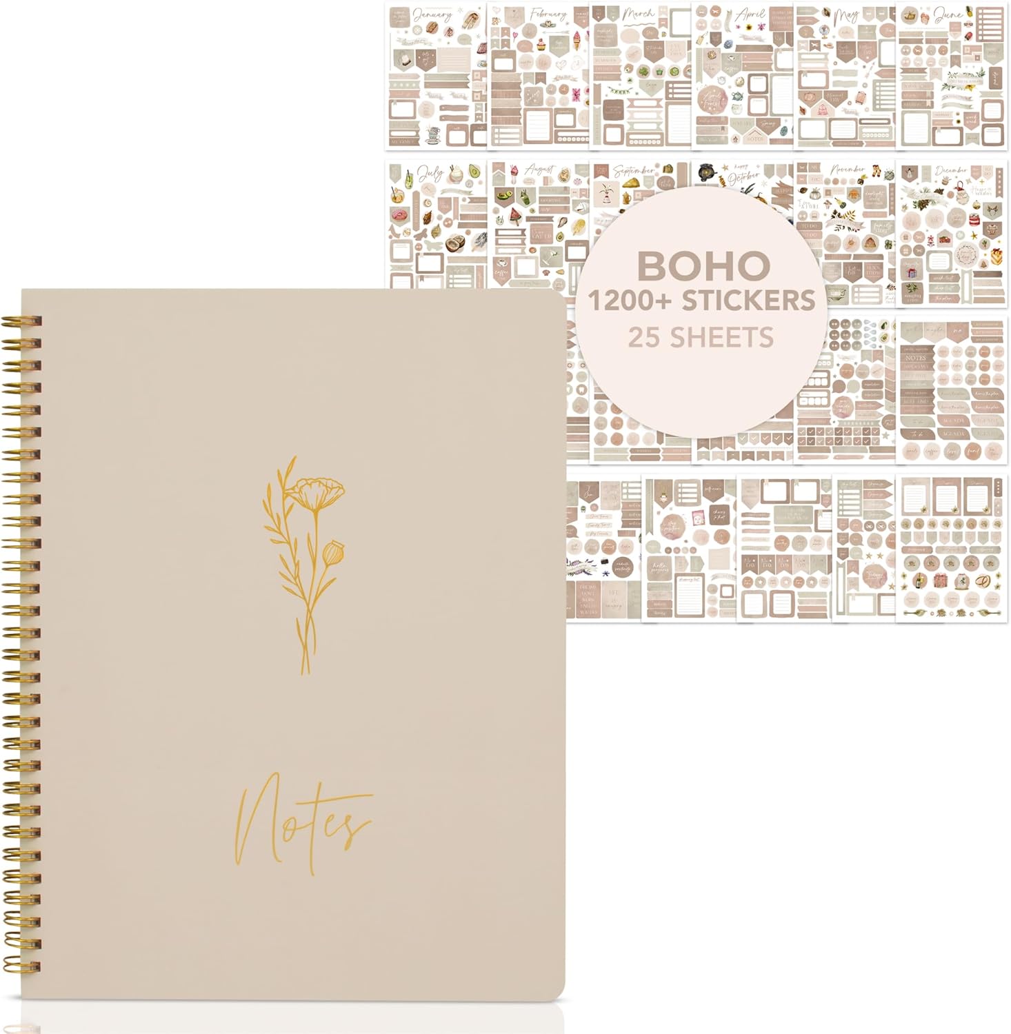Amazon.com: Aesthetic Planner Stickers and Spiral Notebook Journal ...