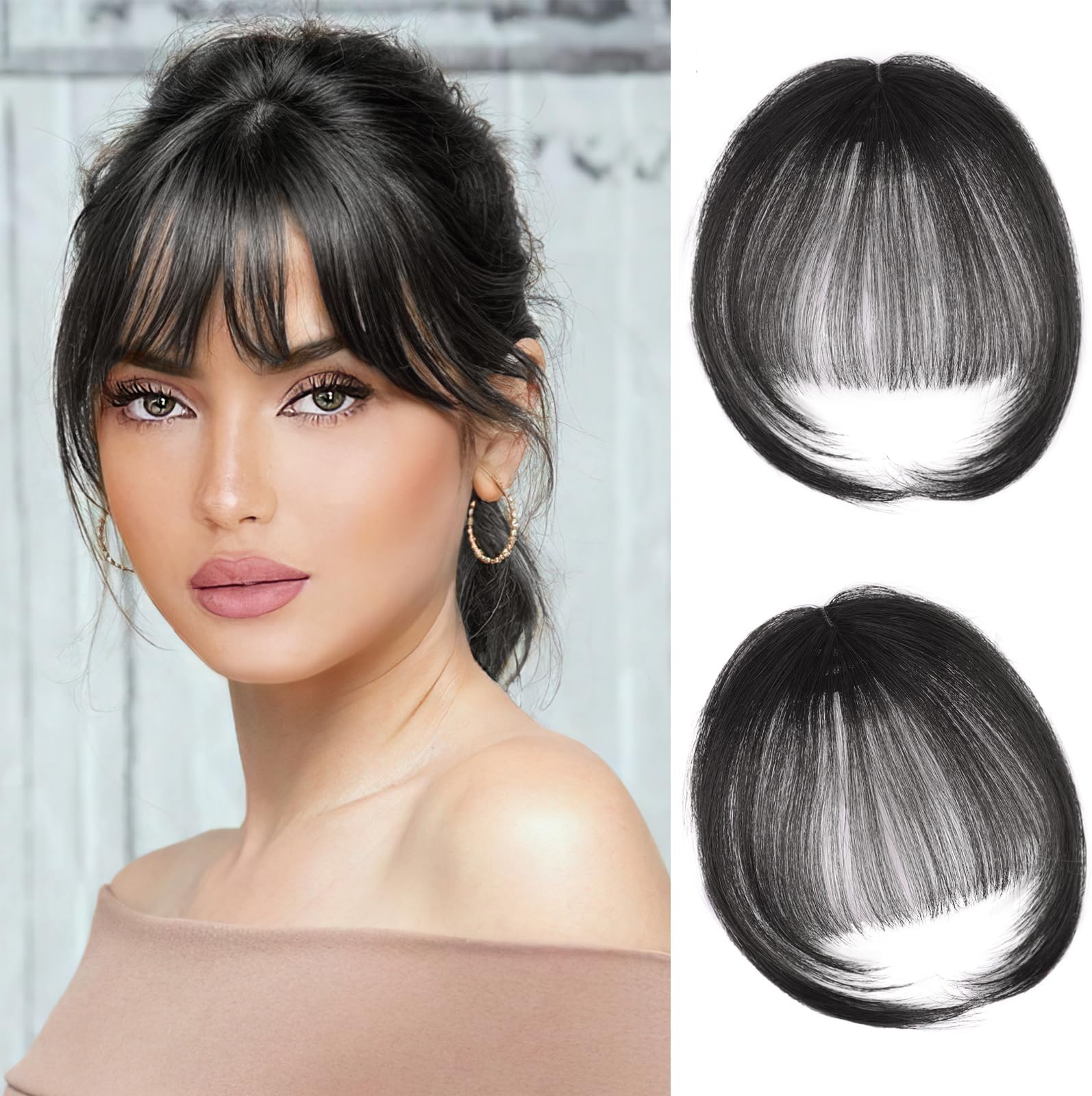 Amazon.com : QGZ Clip in Bangs Fake Bangs Hair Clip Fringe with Temples ...