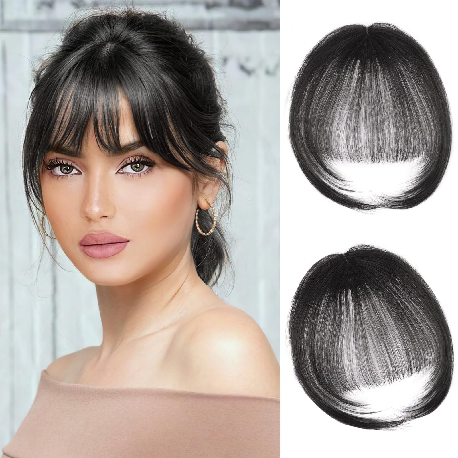Amazon.com : QGZ Clip in Bangs Fake Bangs Hair Clip Fringe with Temples ...