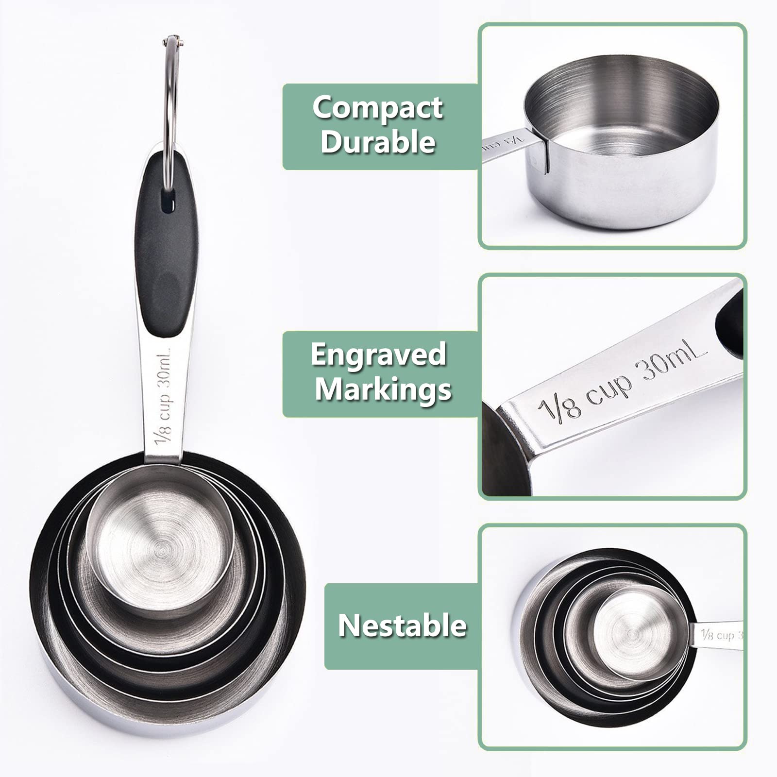 Snapklik.com : Measuring Cups And Spoons Set - Stainless Steel, 5 ...