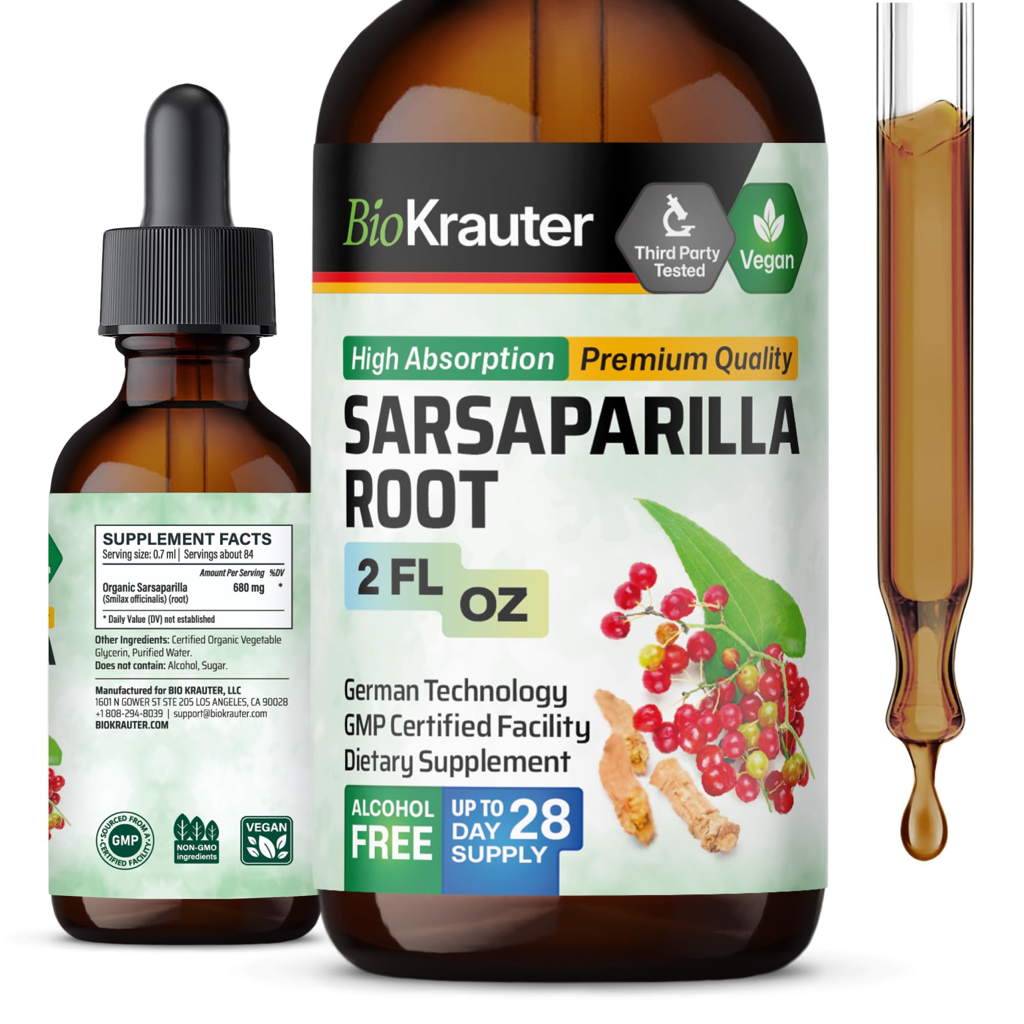 Amazon.com: BIO KRAUTER Sarsaparilla Root Tincture - Herbal Liquid ...