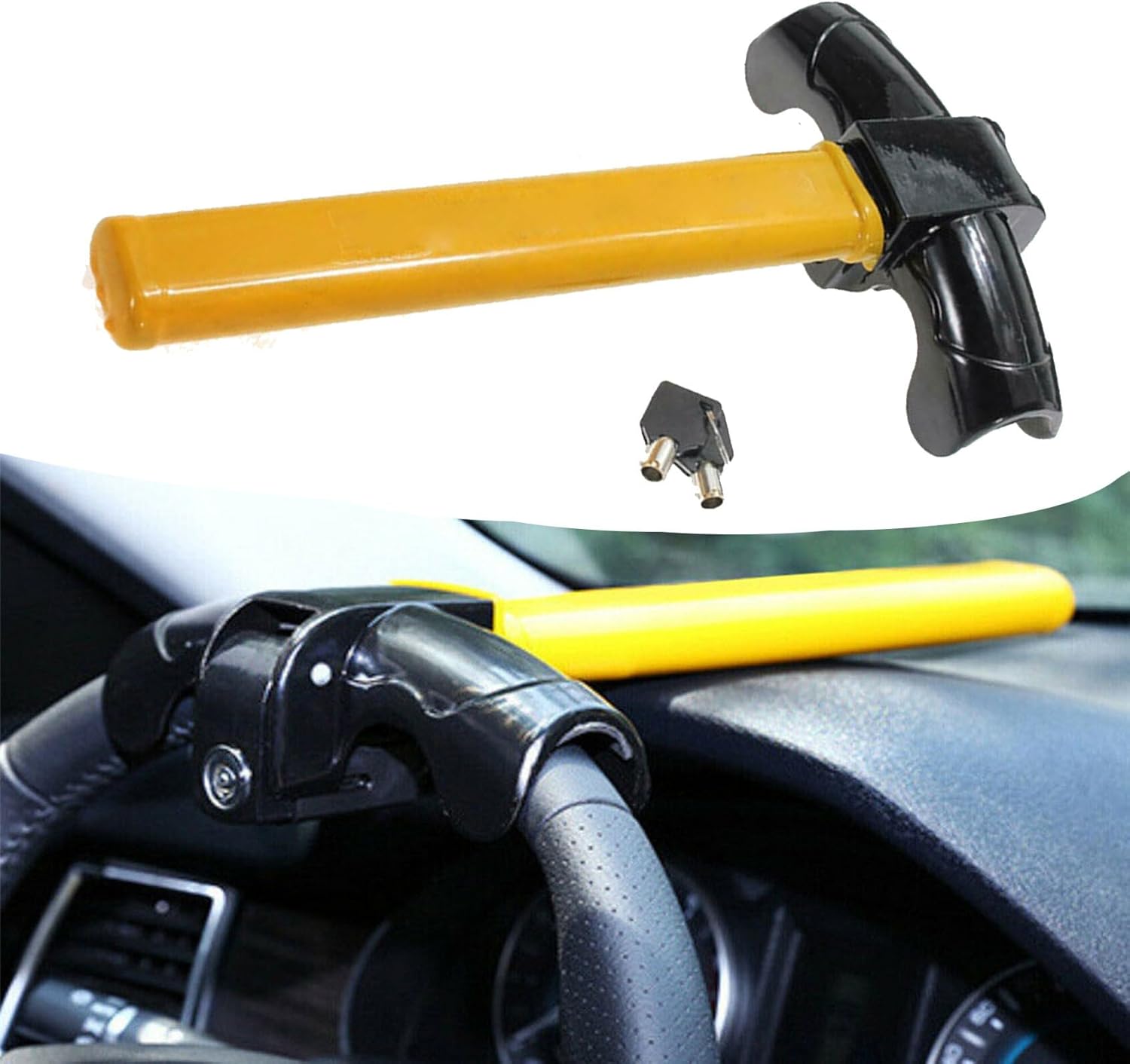 Amazon.com: ANTUKO Heavy Duty Universal Car Steering Wheel Lock with 2 ...