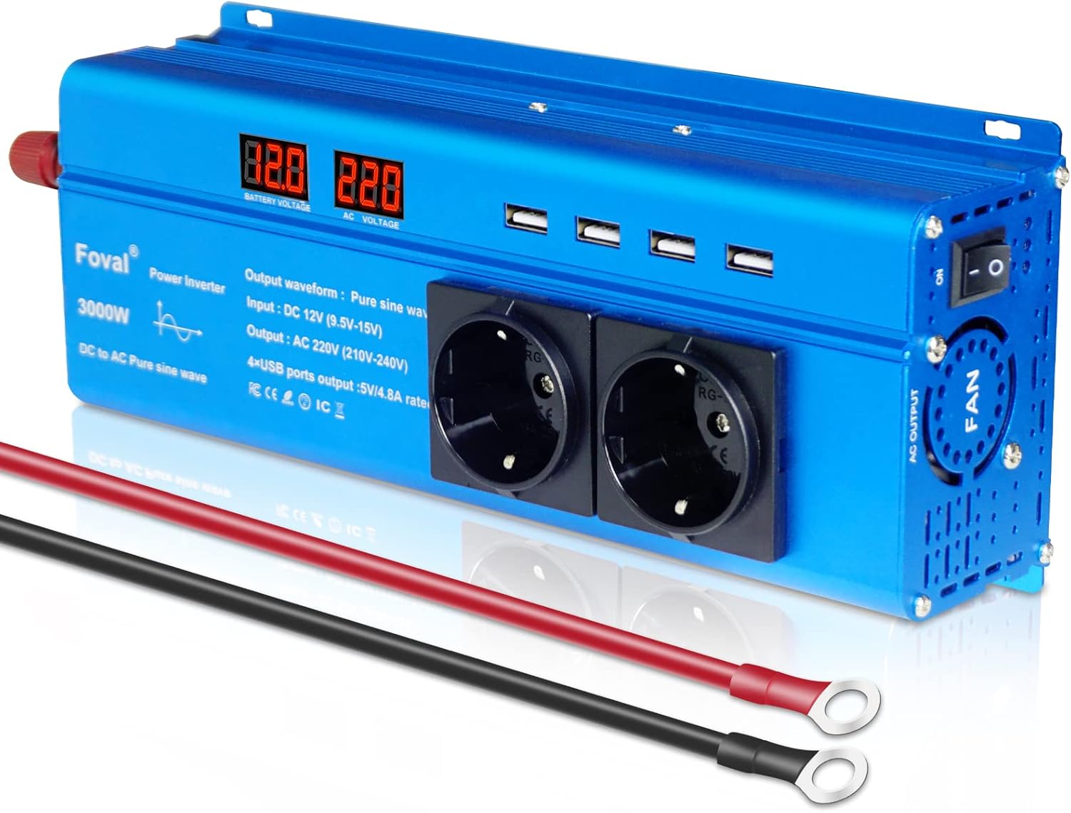 Yinleader Convertisseur 12V 220V Pur Sinus 1500W 3000W Convertisseur de Tension Pur Sinus LED ...