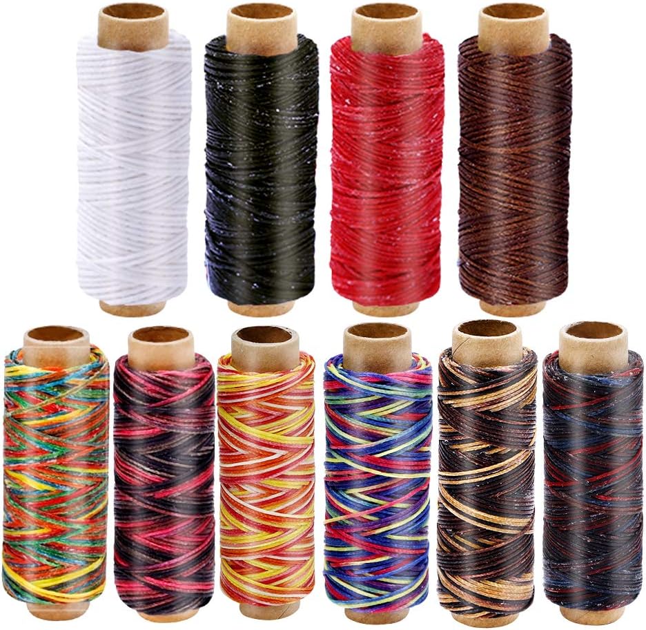 Amazon.com: Jmuiiu Leather Sewing Waxed Thread,10 Colors - 150D Waxed ...
