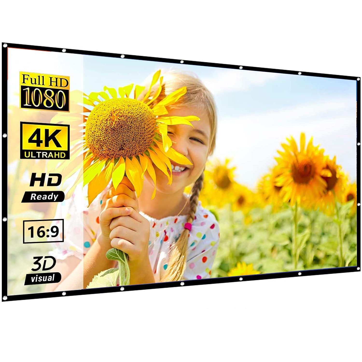 RANWAR Projector Screen 92 inch HD 4K Movies Screen Portable Widescreen ...