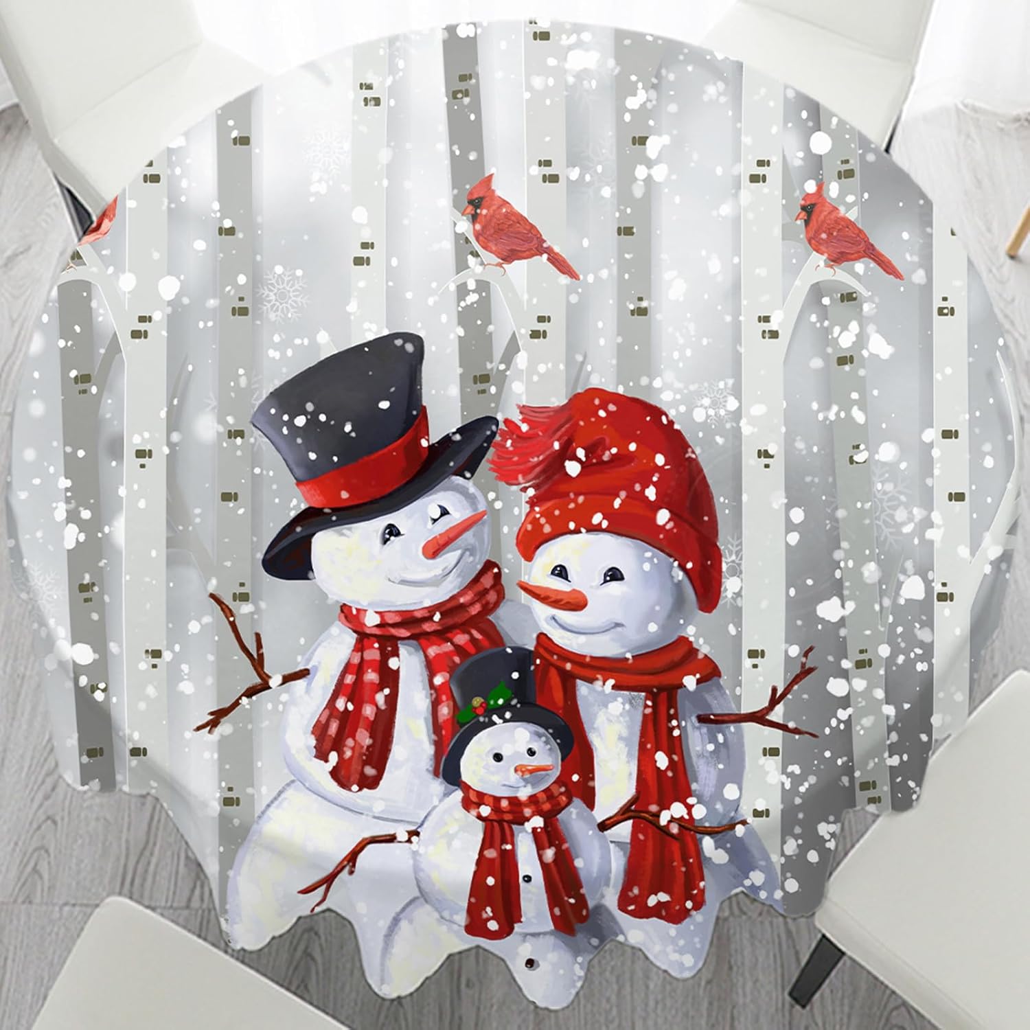Amazon.com: MACOFE Christmas Tablecloth Round 60 Inch,Festive Snowman ...