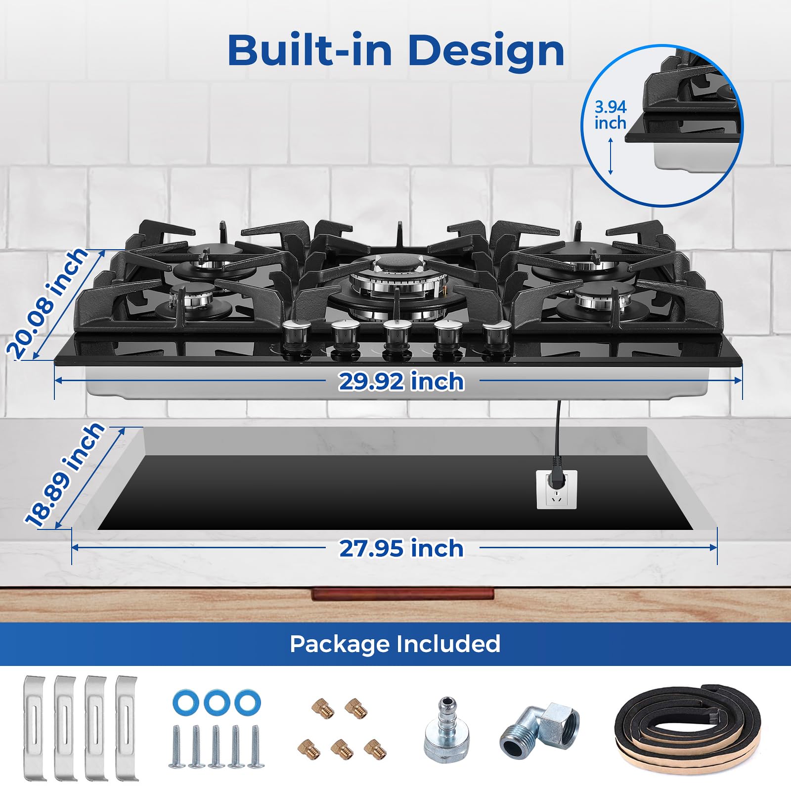 Snapklik.com : Gas Cooktop 30 Inch, Amzgachfktch 5 Burners Propane ...