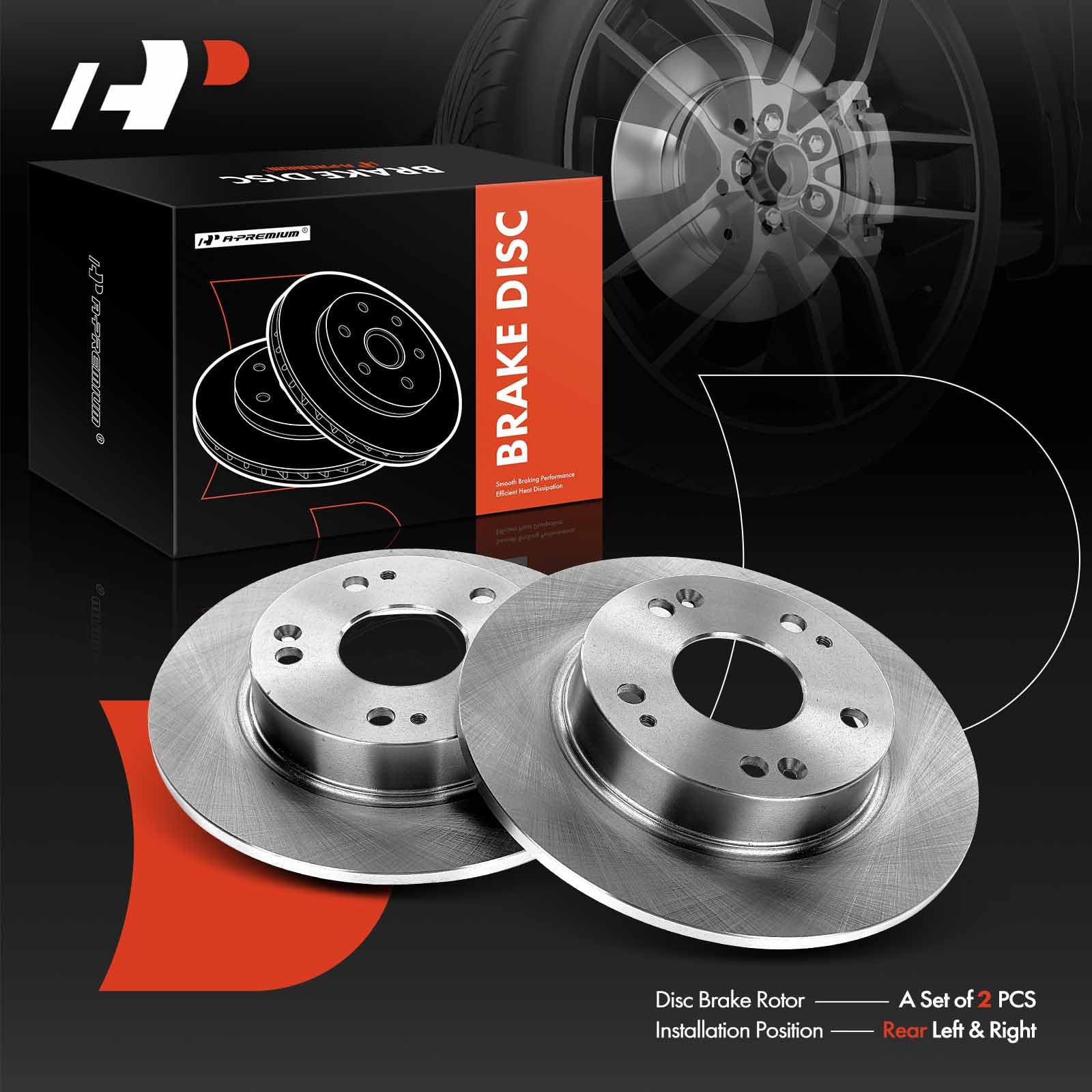 A-Premium 10.24 inch (260mm) Rear Solid Disc Brake Rotors Compatible ...