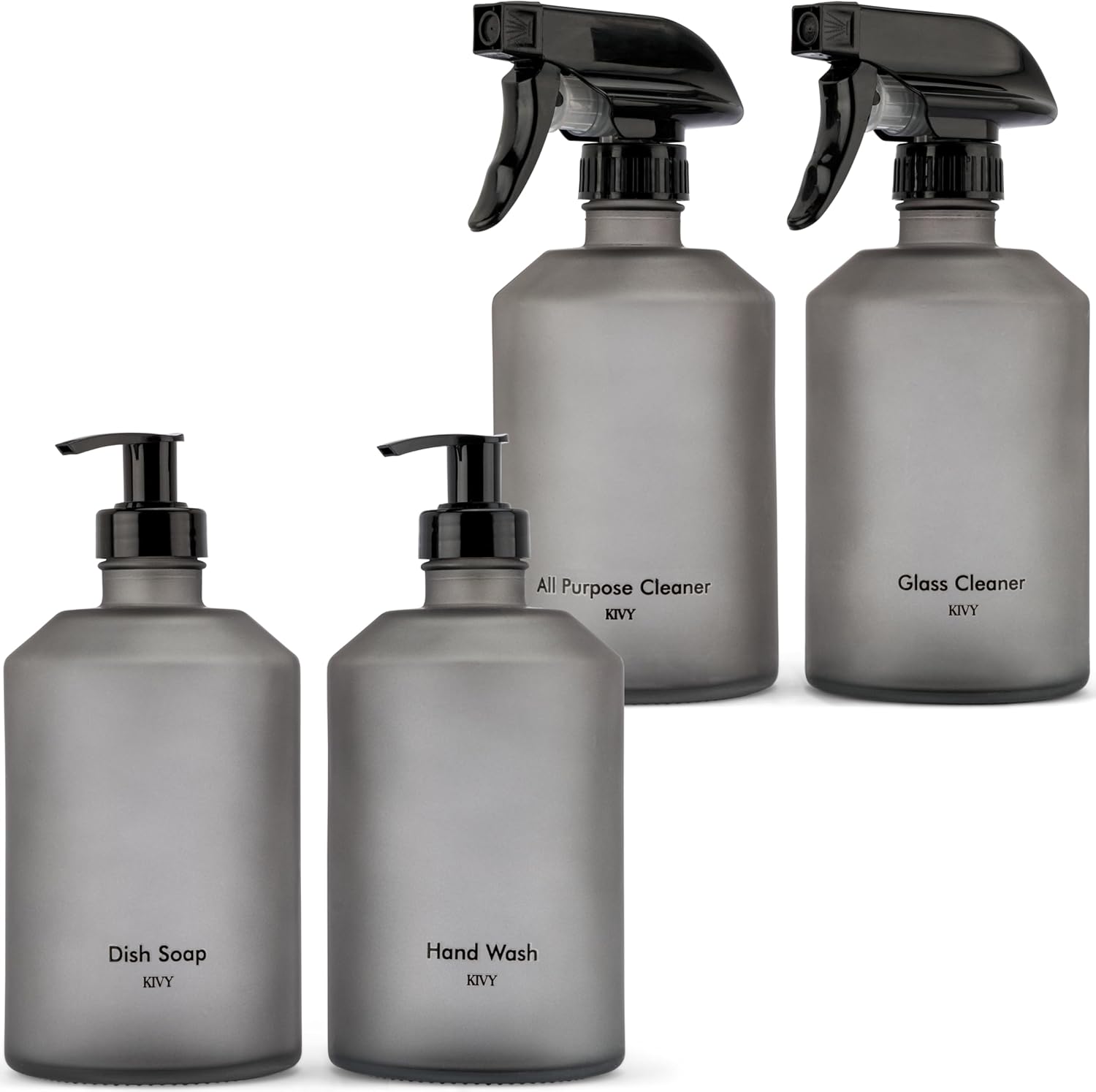 Amazon.com: KIVY Glass Spray Bottle Set (2X 16oz) + Labels & Glass Soap ...