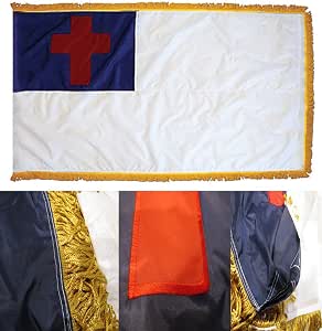 Amazon.com : 3x5 Embroidered Sewn Christian 2ply Gold Fringe Sleeve ...
