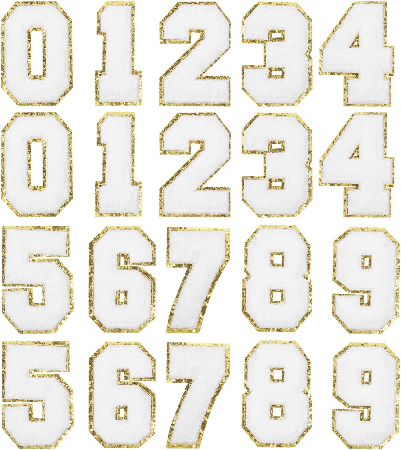 Amazon.com: uxcell 20pcs Glitters Chenille Number Patches 8.4cm / 3.3 ...