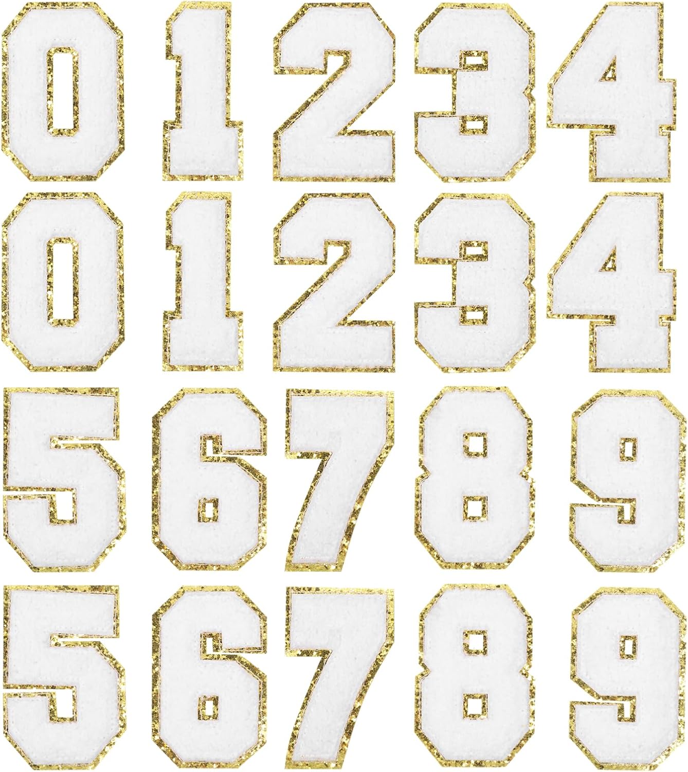 Amazon.com: uxcell 20pcs Glitters Chenille Number Patches 8.4cm / 3.3 ...