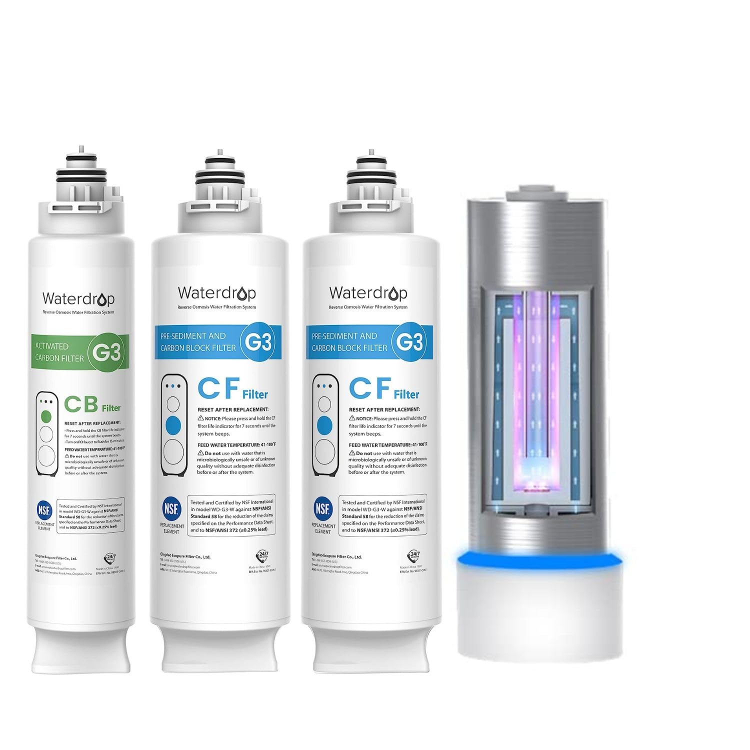 Amazon.com: Waterdrop G3 Replacement Filter and LED UV͎ Ultrąviolët ...