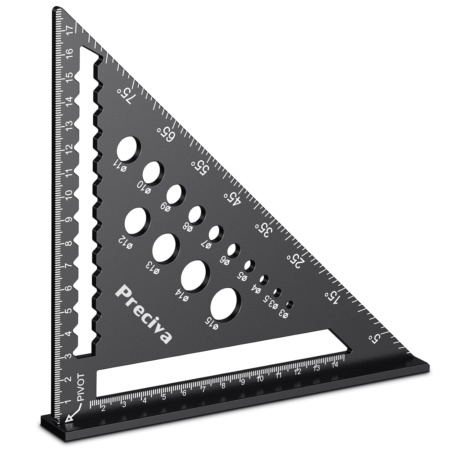 Speed Square with 14 Types of Drill Holes, 7inch Metric Triangle Ruler ...