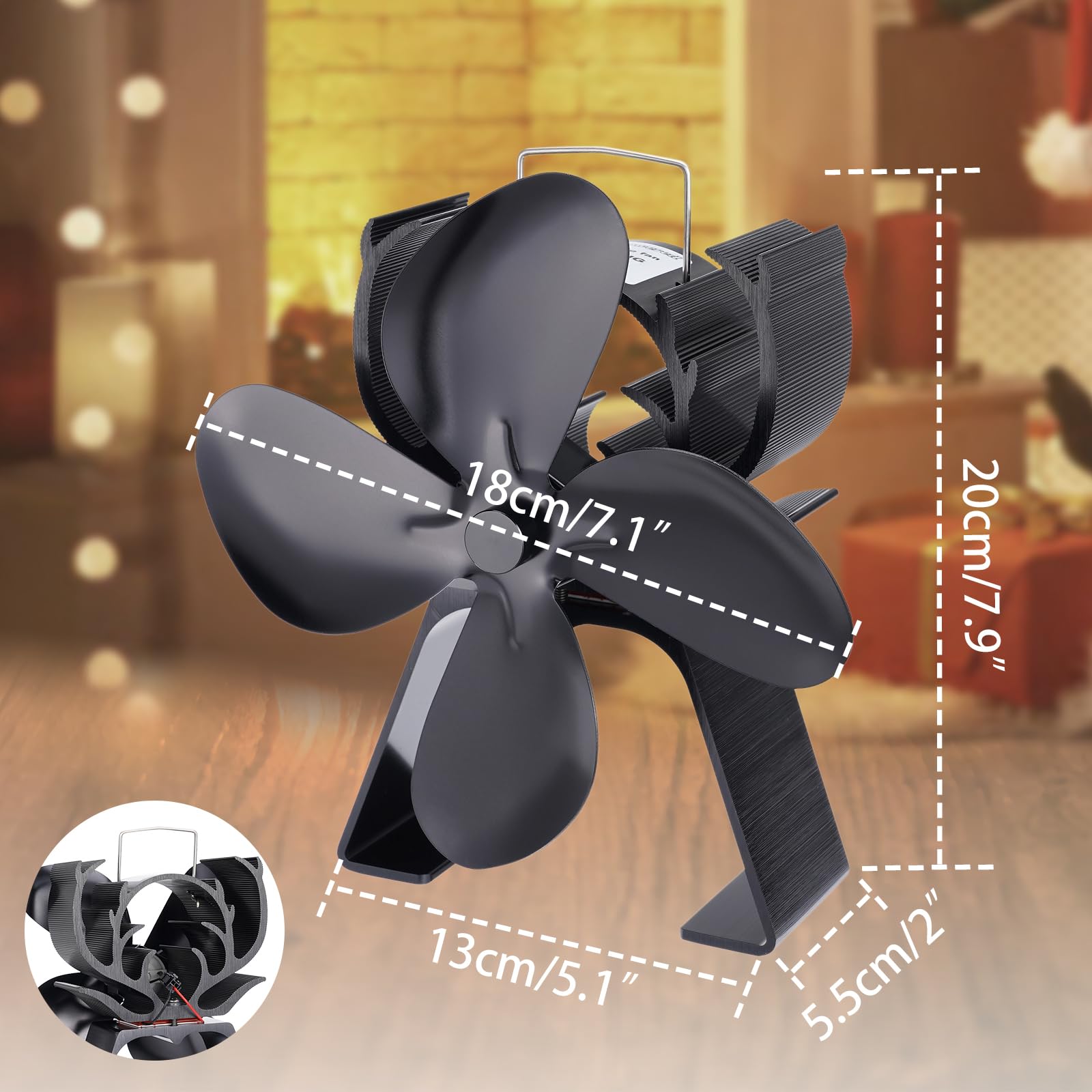 Snapklik.com : Xiongxiong Wood Stove Fan 4 Blade Fireplace Fan For Wood ...