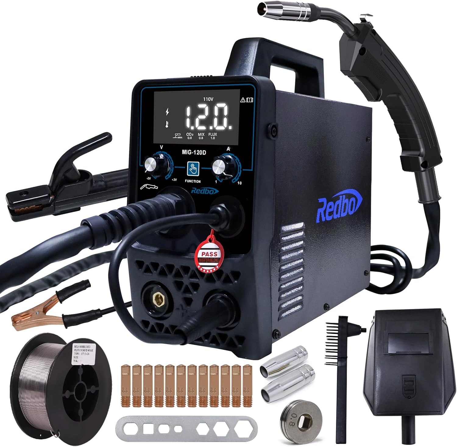 Redbo Gas Gasless 120A multiprocess MIG Welder,110V Flux Cored/MIG/Lift ...