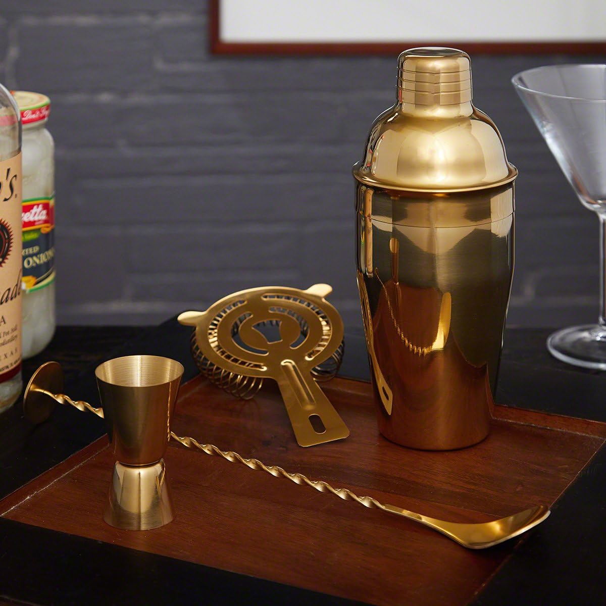 Amazon.com: Gold Bar Tools Set and Cocktail Mixer by HomeWetBar ...