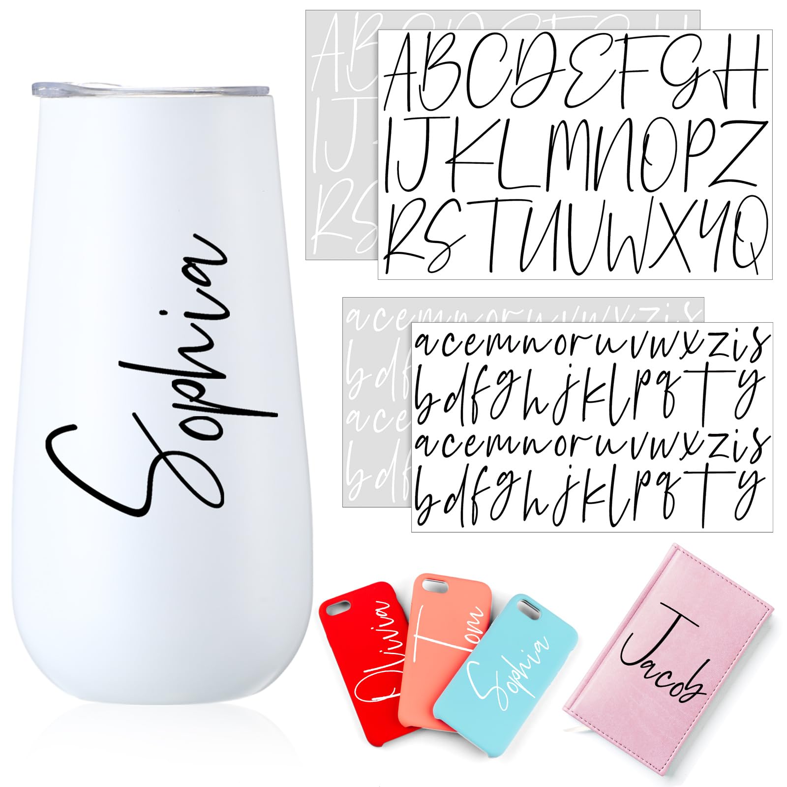 Amazon.com: Feifeiya 4 Pcs UV DTF Cup Wrap Custom Transfer Letter ...