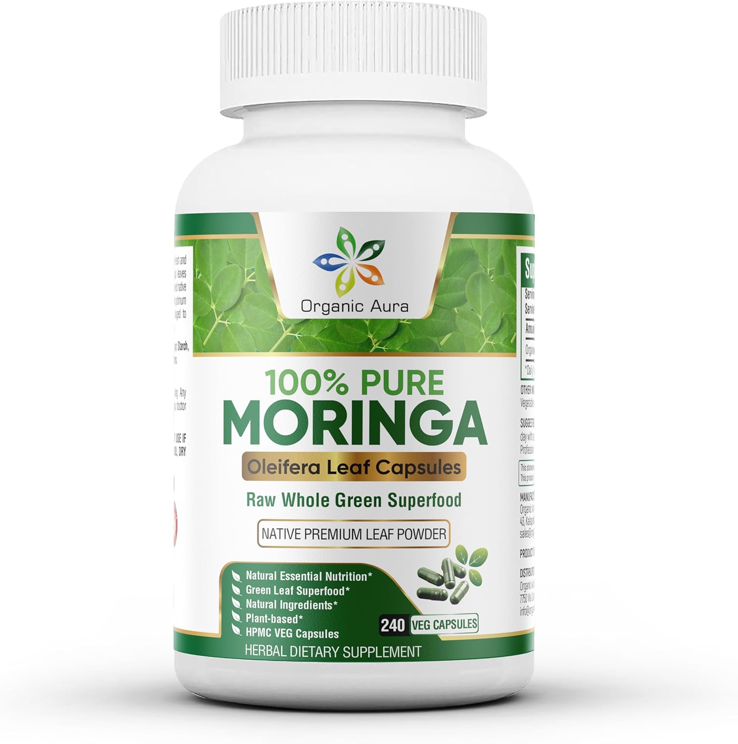 Amazon.com: Organic Aura Moringa Capsules - 240 Ct Wholesale Pack ...