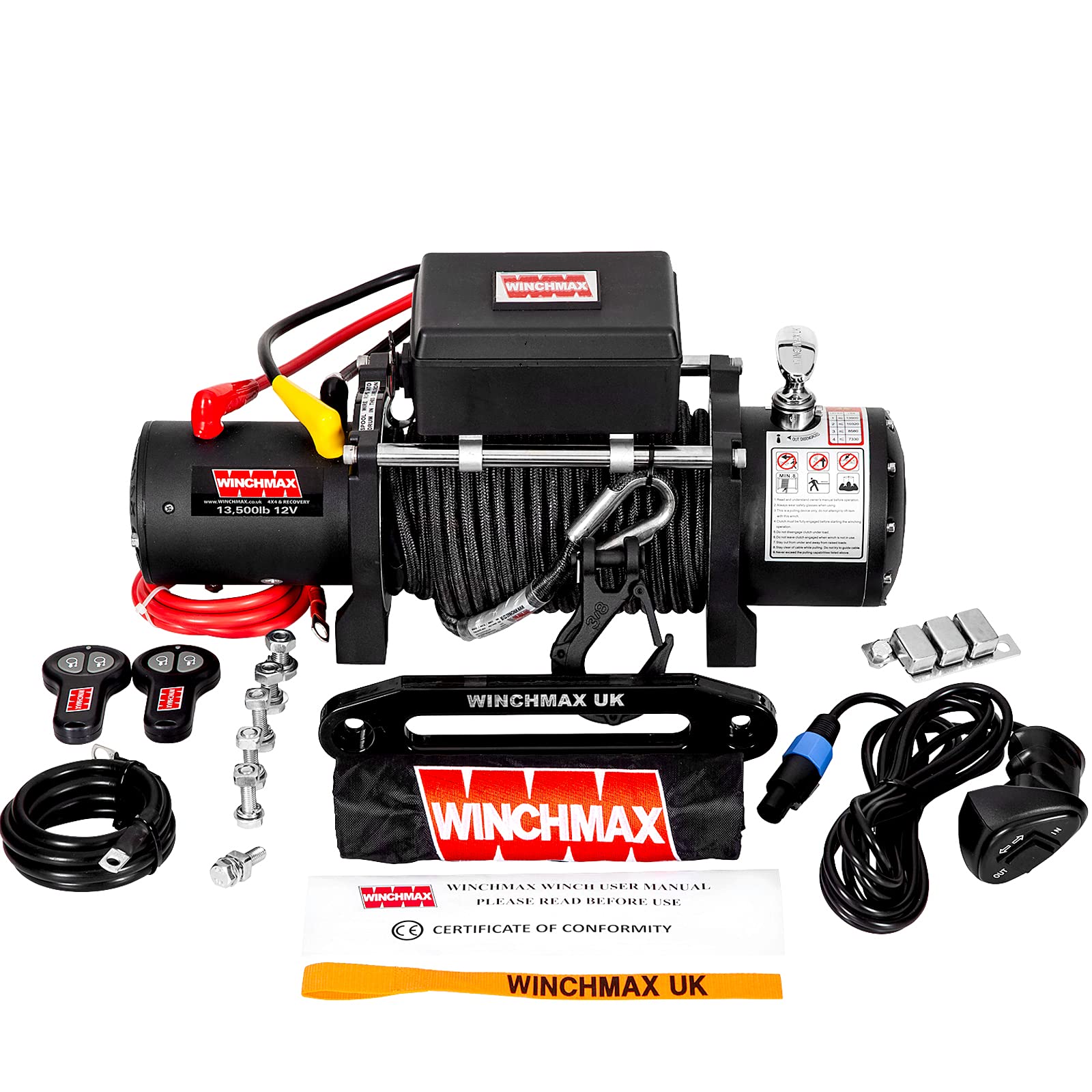 Winchmax 13,500lb (6,123kg) Military Grade 12v Electric Winch. 25m x ...