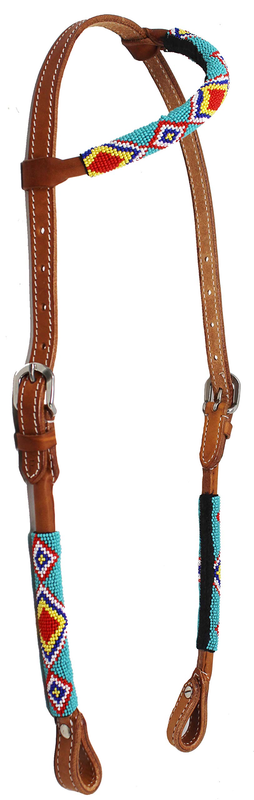 Horse Show Bridle CHALLENGER Western – One Ear Beaded Headstall, Tan, 5 ...