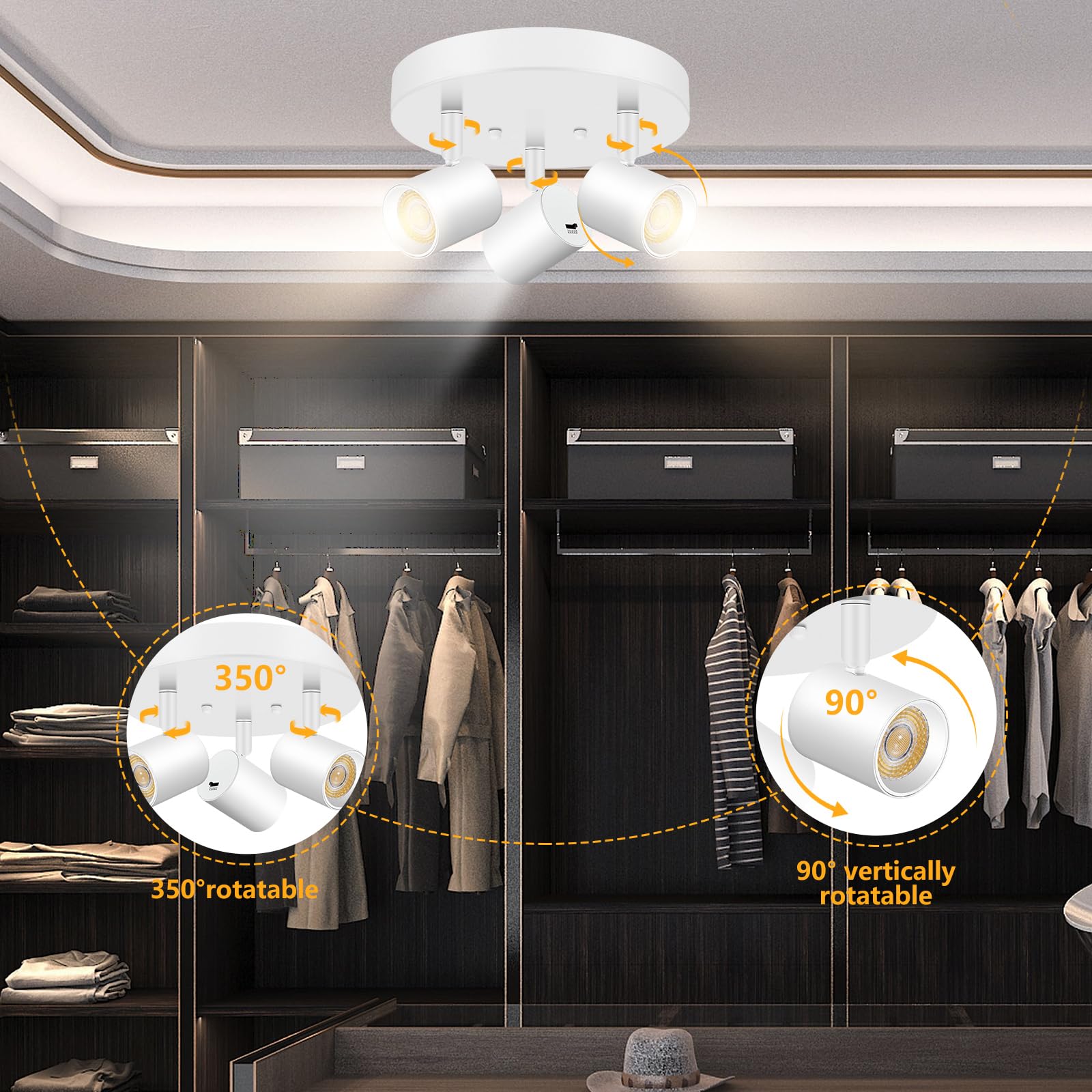 Snapklik.com : 5 Color 3 Light LED Ceiling Spot Light Indoor Flush ...