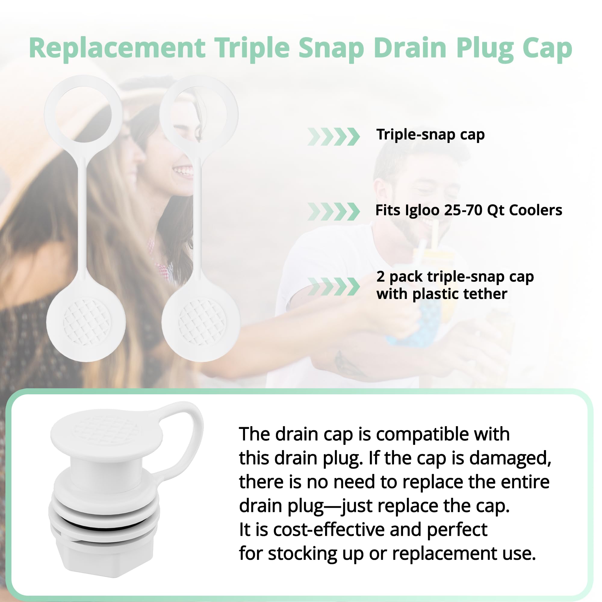 Snapklik.com : HQAPR Drain Plug Caps For Coolers, Compatible