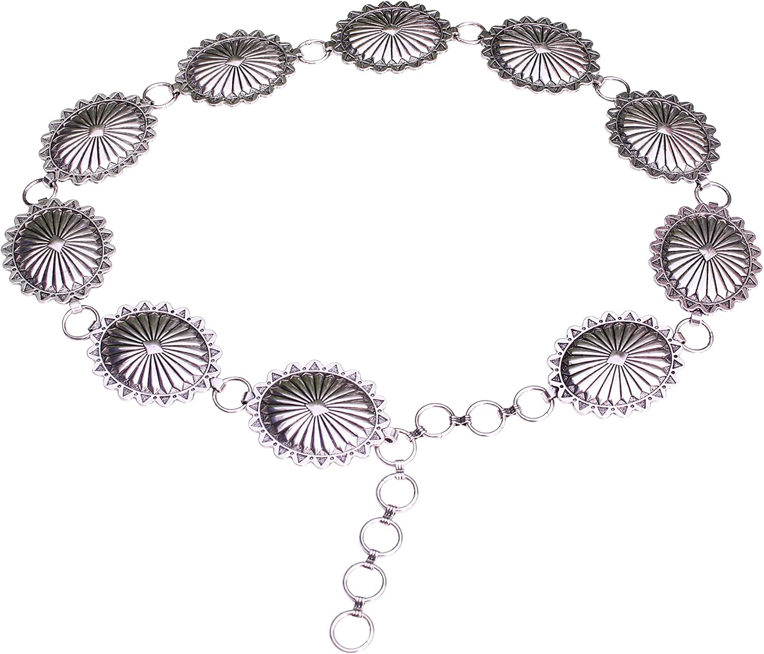 Wonderent Western Metal Oval Concho Chain Belt No.1 at Amazon Women’s ...