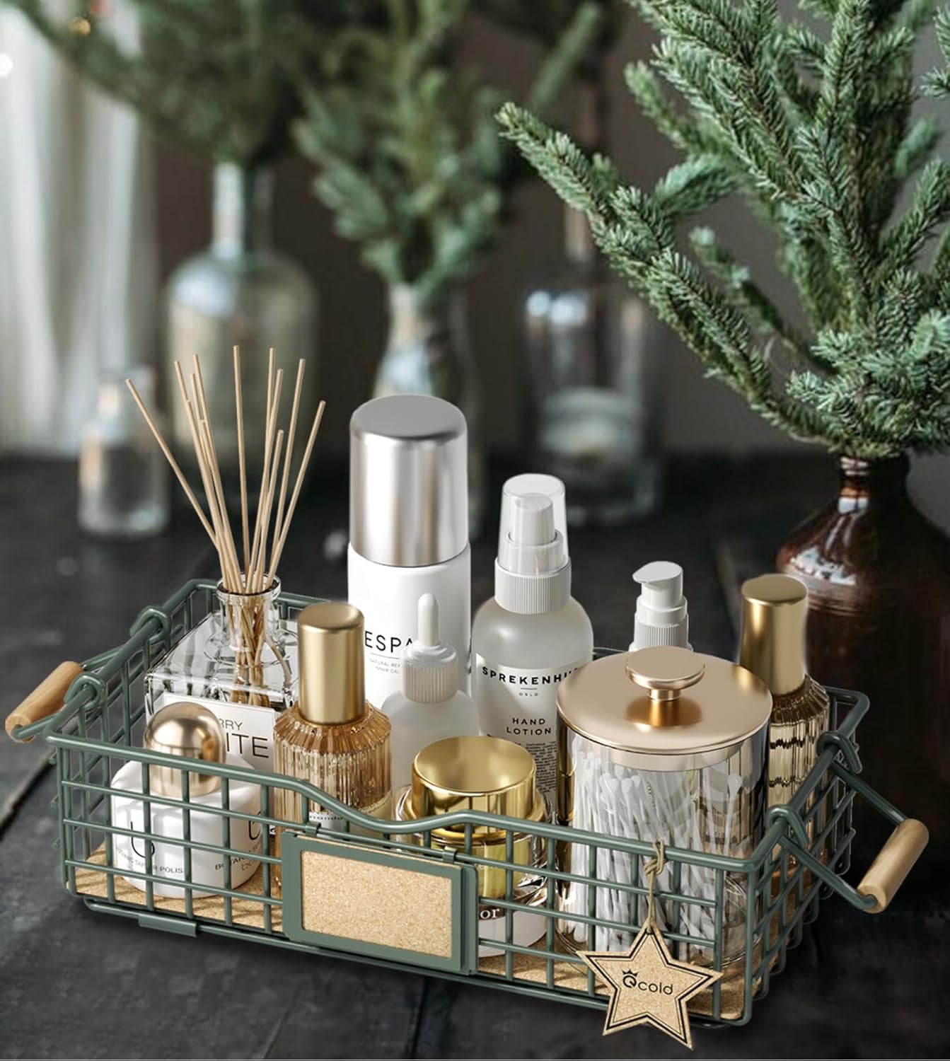 Amazon.com: Qcold Bathroom Organizer Basket with Handle, Bathroom Decor ...