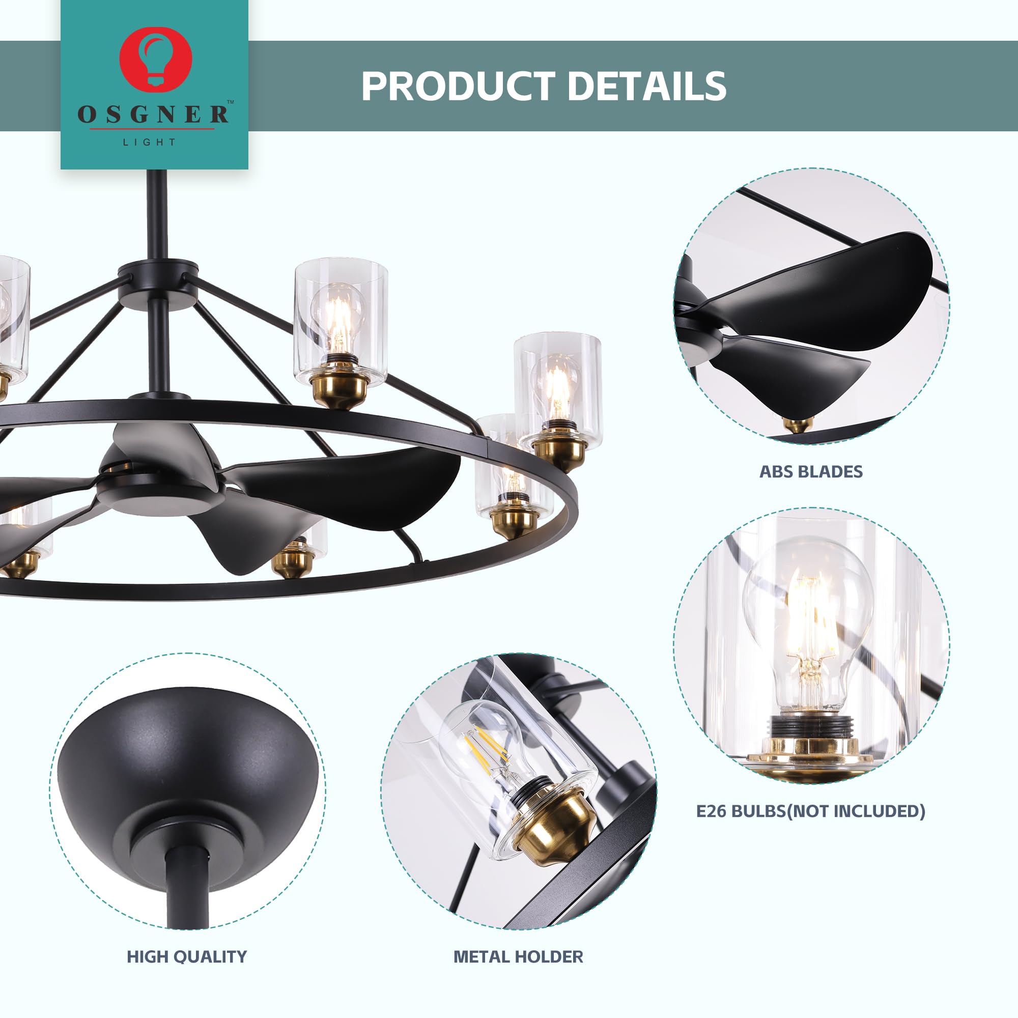 Snapklik.com : 44 Inch Wagon Wheel Chandelier Ceiling Fans