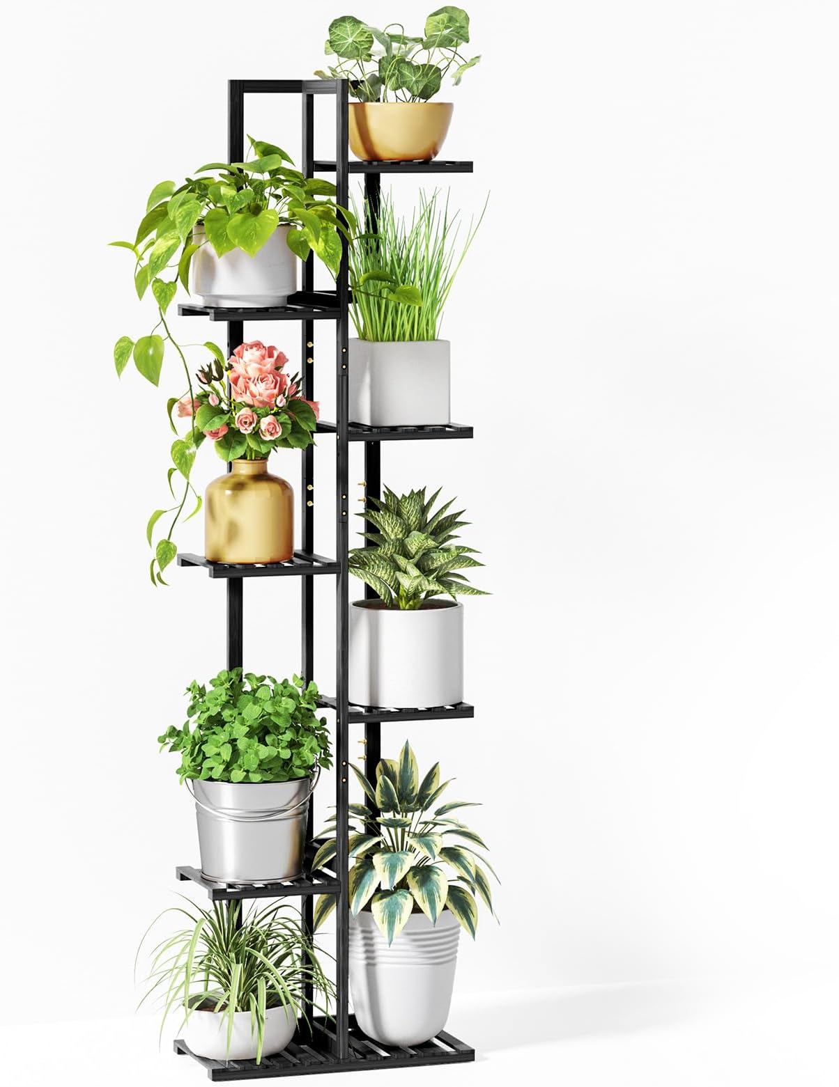 Amazon.com : ROSSNY Plant Stand Indoor, 7 Tier 8 Potted Bamboo Plant ...