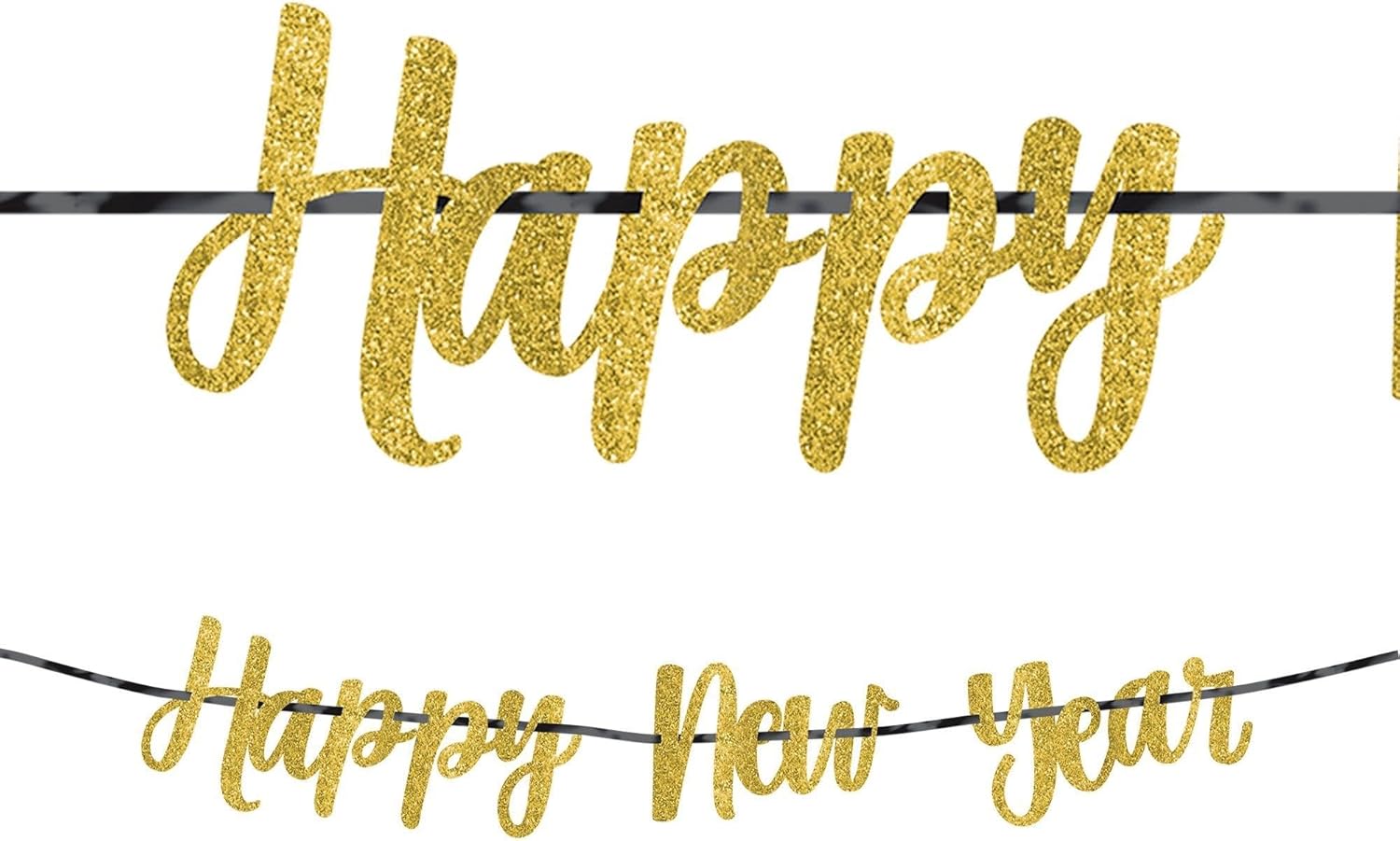 Amazon.com: Sparkling Gold Glitter New Year's Ribbon Letter Banner (12 ...