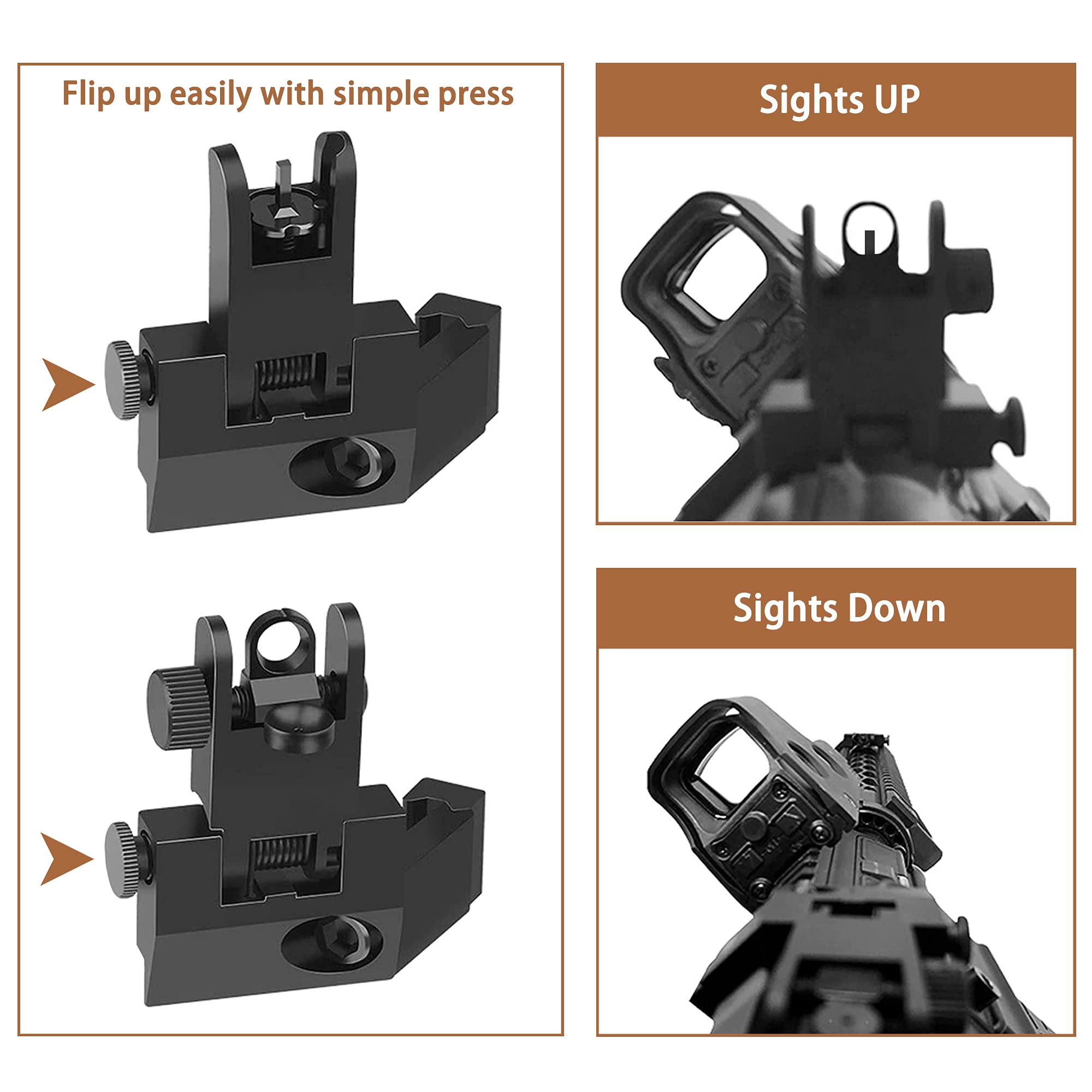 Snapklik.com : 45 Degree Iron Sights Offset Flip Up Front Rear Backup ...
