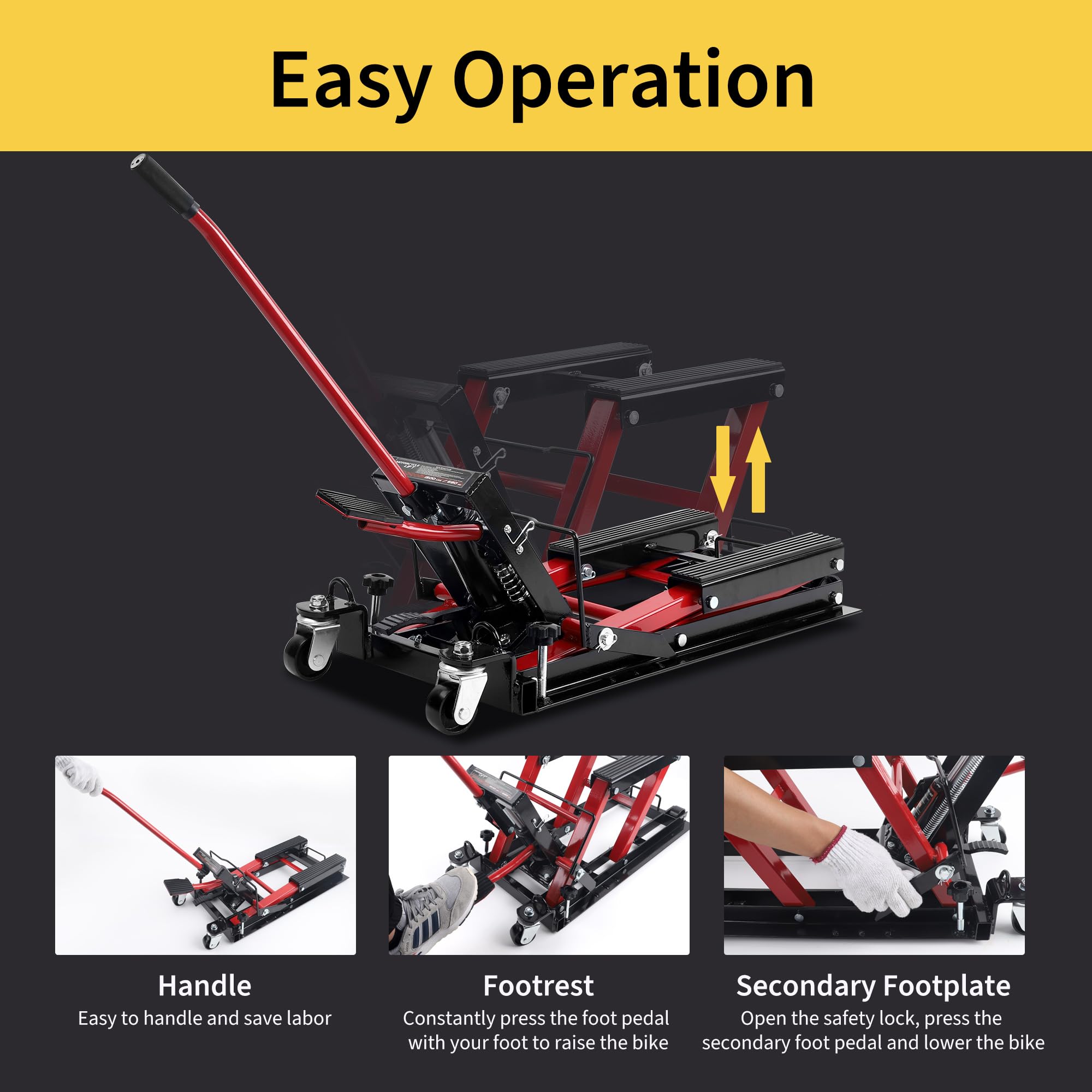 Snapklik.com : PROEZE Steel Hydraulic Motorcycle Lift Jack 1500 Lb ATV ...