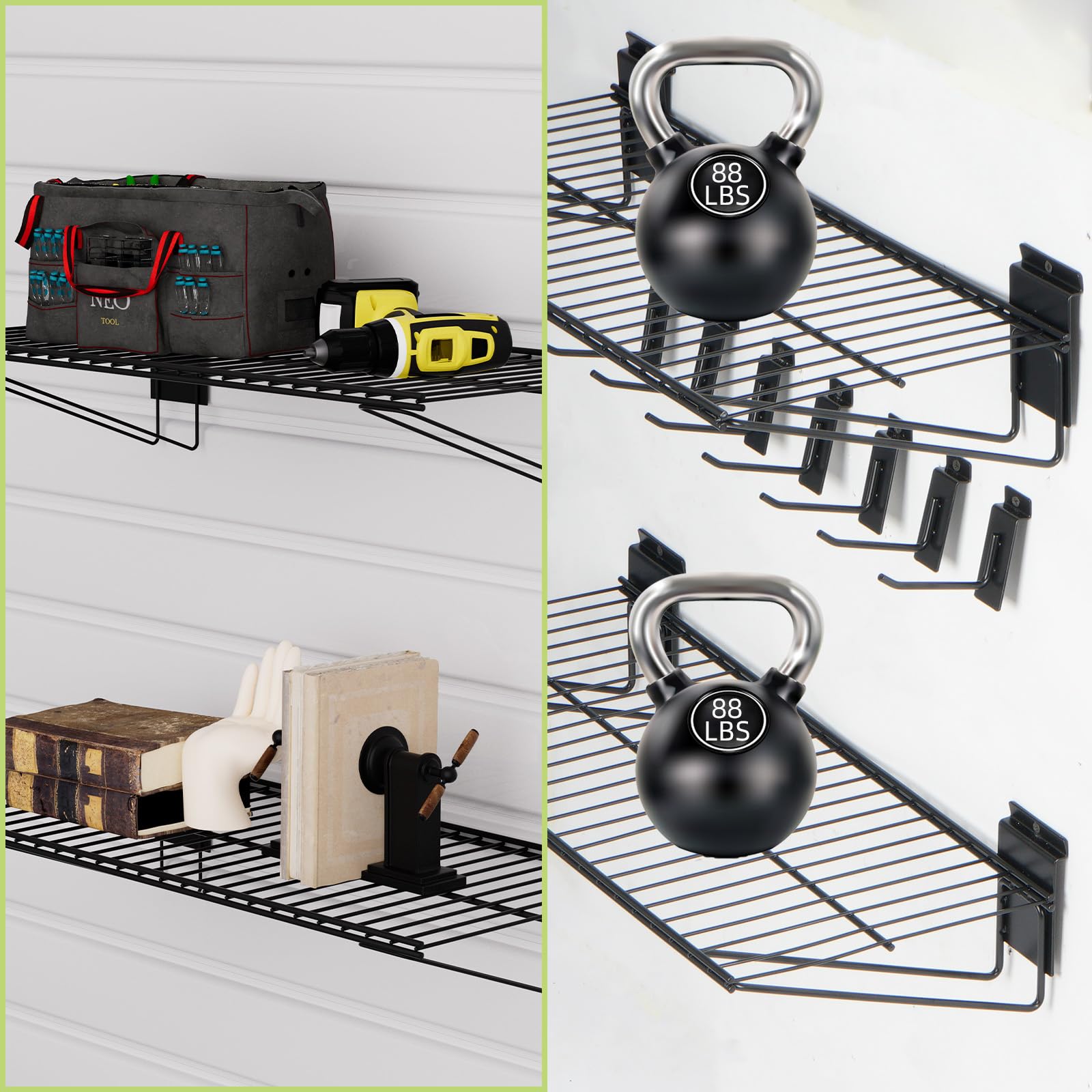 Snapklik.com : Tonchean Slatwall Shelves 2 Pack, Slat Wall Wire Shelf ...