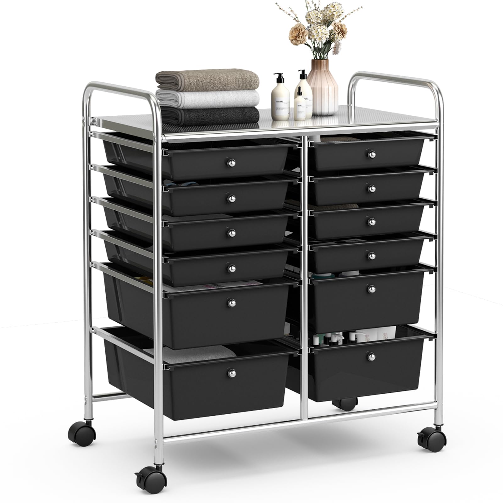 Amazon.com: SILKYDRY 12 Drawer Rolling Storage Cart, Art Cart Organizer ...