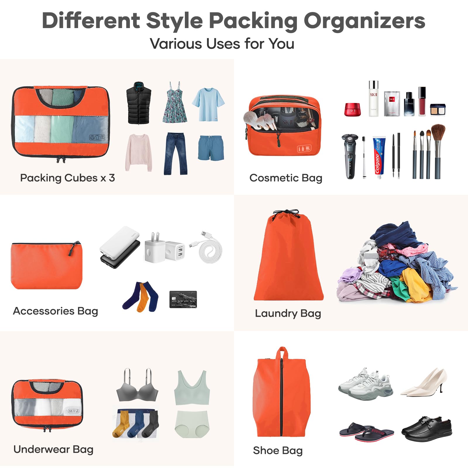 Snapklik.com : Veken 8 Set Packing Cubes For Suitcases, Travel Bag ...