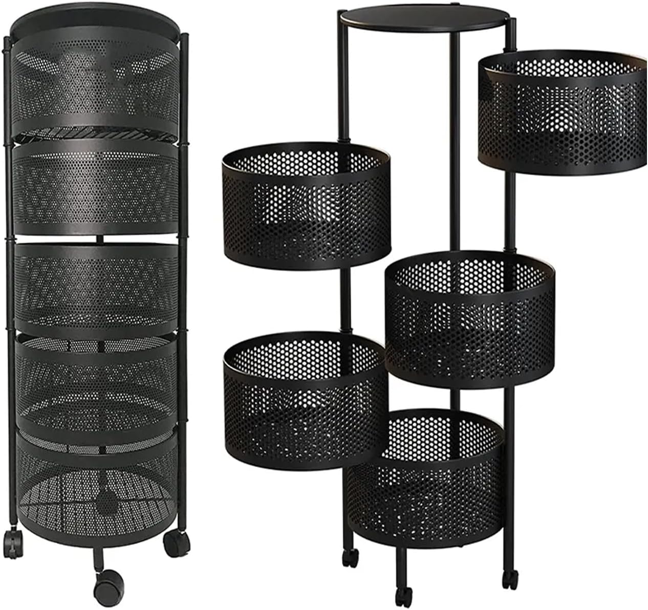 Kinfolk 3 Layer Kitchen Rotating Trolley Storage Rack, Kitchen Storage ...