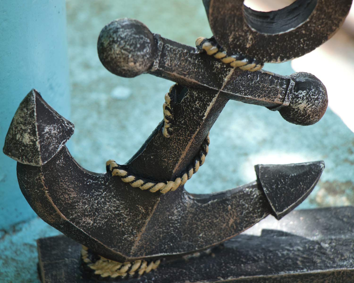 Resin Nautical Anchor Figure, 21.5 cm High, Black Yellow, Maritime ...