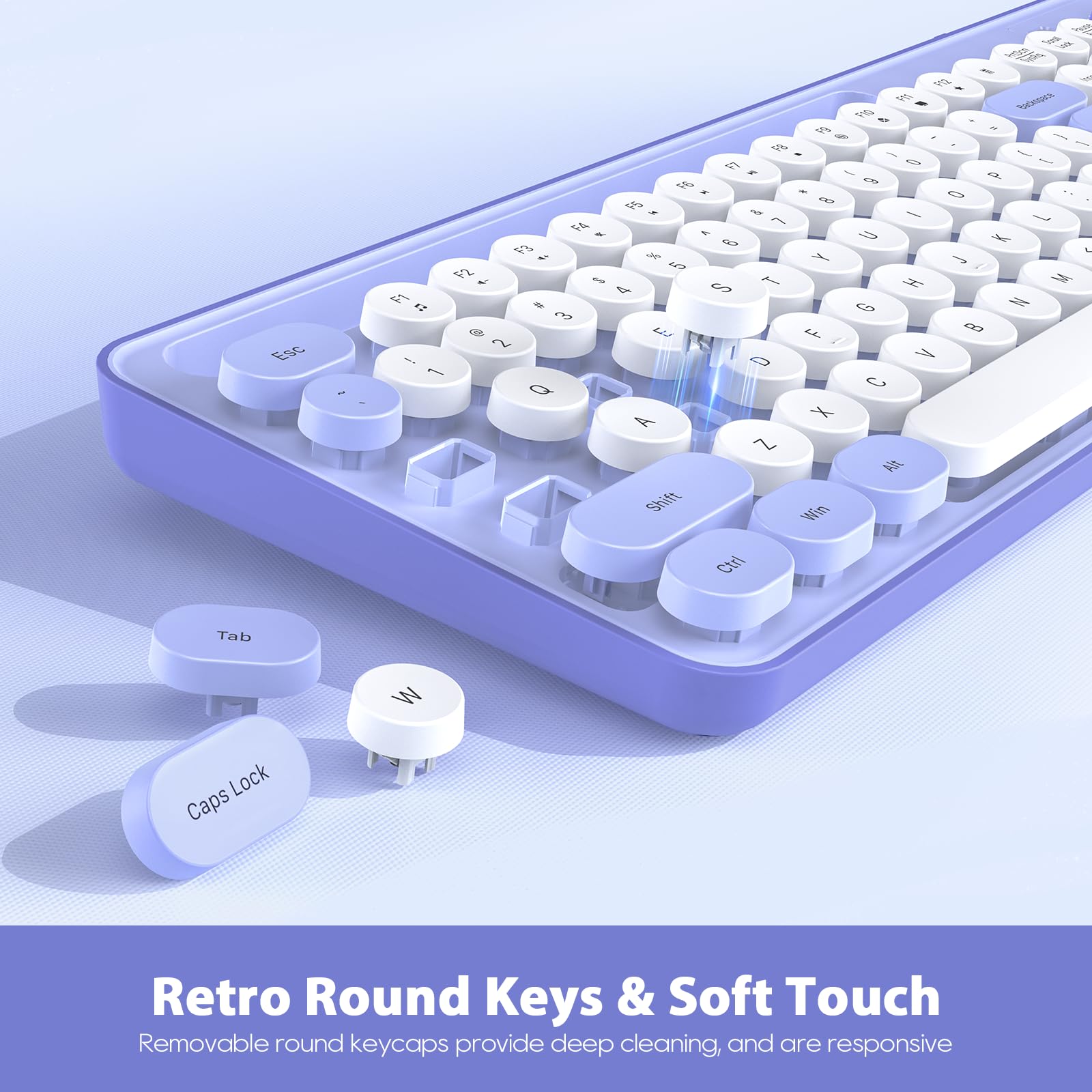 Snapklik.com : Wireless Keyboard And Mouse Combo, Retro Round Keycaps ...